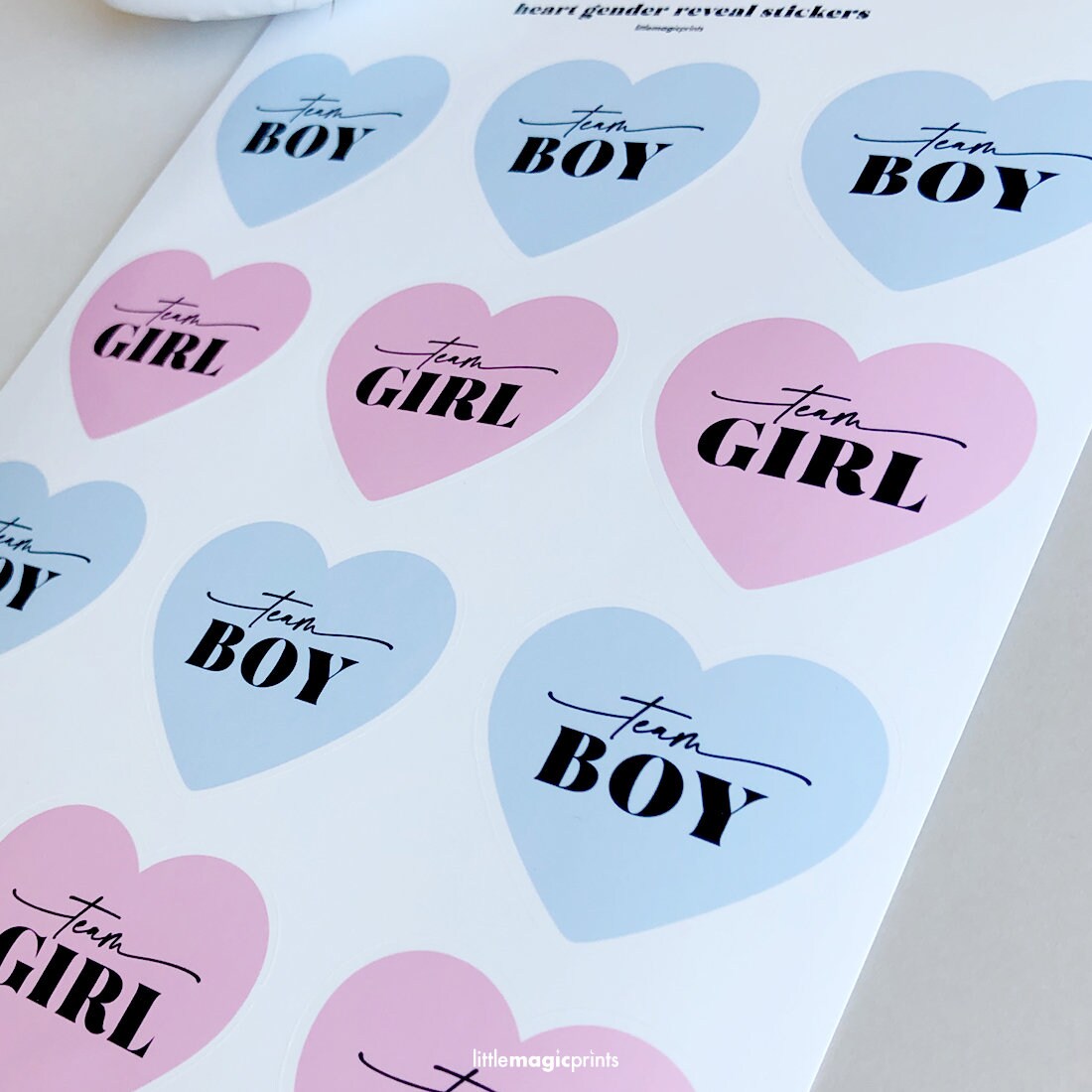 Team Boy Team Girl Gender Reveal Stickers Heart Baby Gender - Etsy