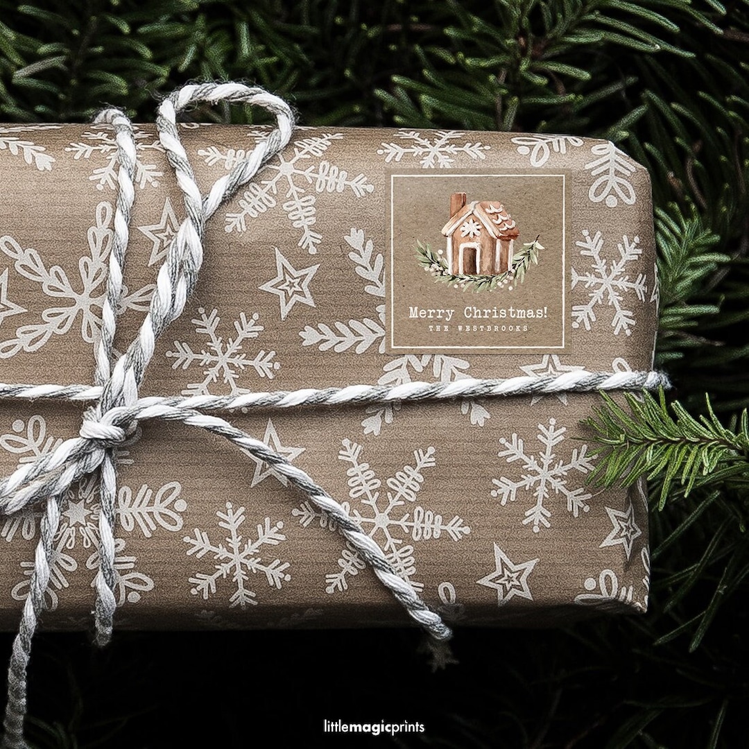 Personalized Watercolor Christmas Gift Tag Stickers, Custom Christmas ...