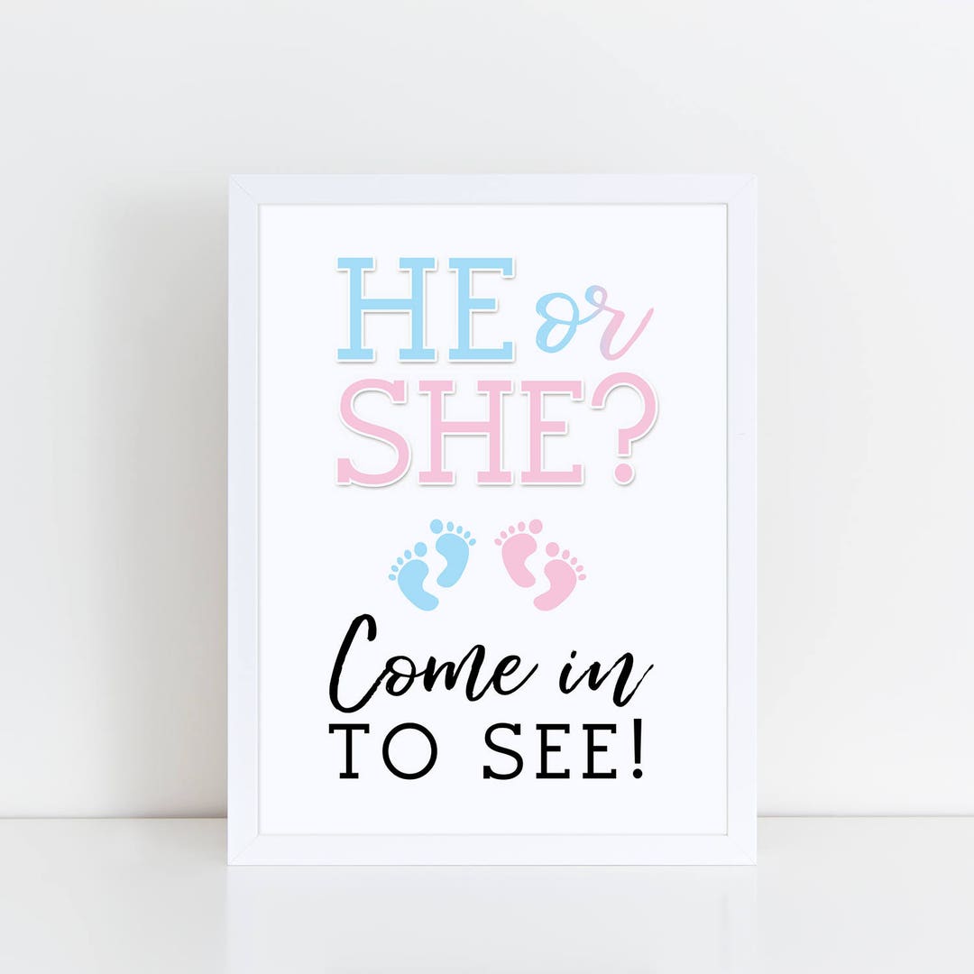 He or She Gender Reveal Sign: Welcome Printable (digital Download) - Etsy
