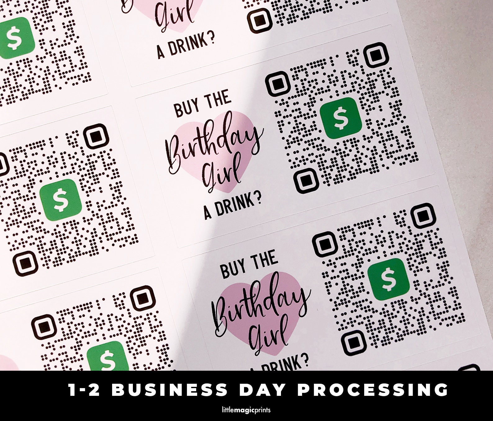 Birthday QR Code Stickers Buy the Birthday Girl a Drink Venmo - Etsy