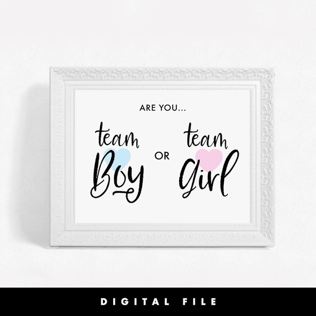 Team Boy Team Girl Printable Gender Reveal Sign, DIY Digital Baby ...