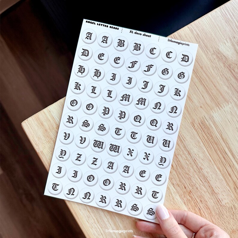 Letter Bead Stickers, Gothic Letter Stickers, Junk Journaling Stickers ...
