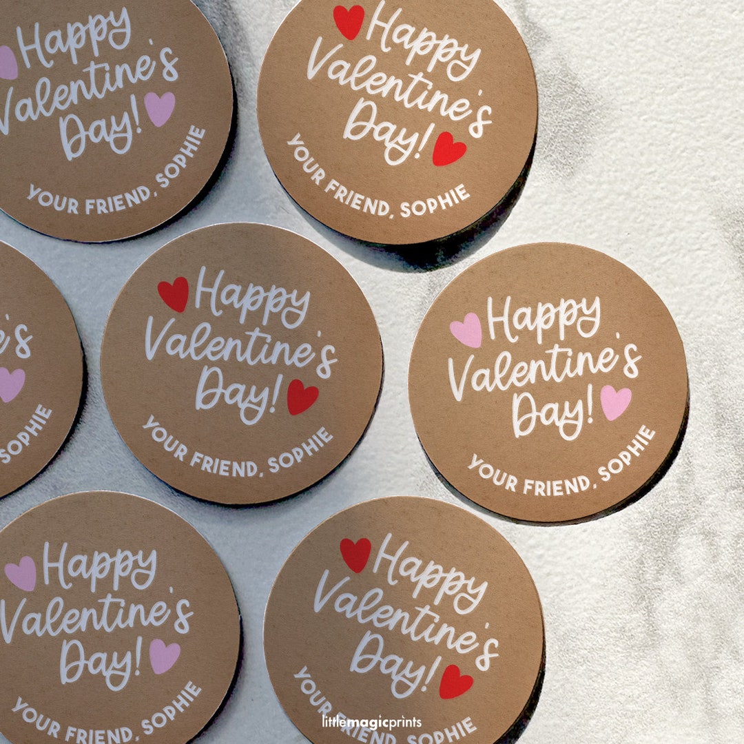 Valentine's Day Labels, Kraft Personalized Valentines Day Sticker ...