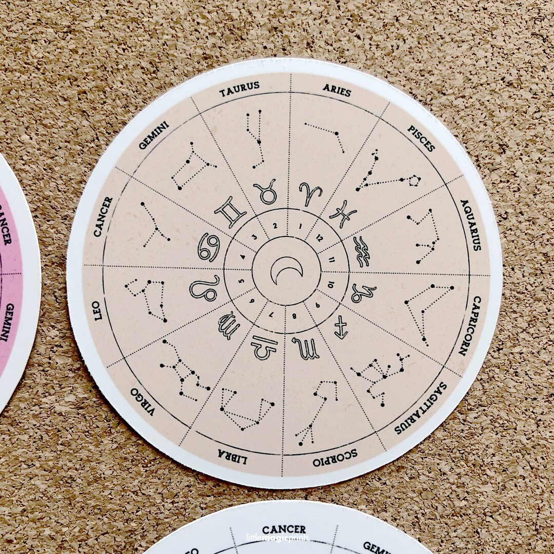 Zodiac Stickers, Beige Zodiac Wheel Sticker, Constellation Stickers ...