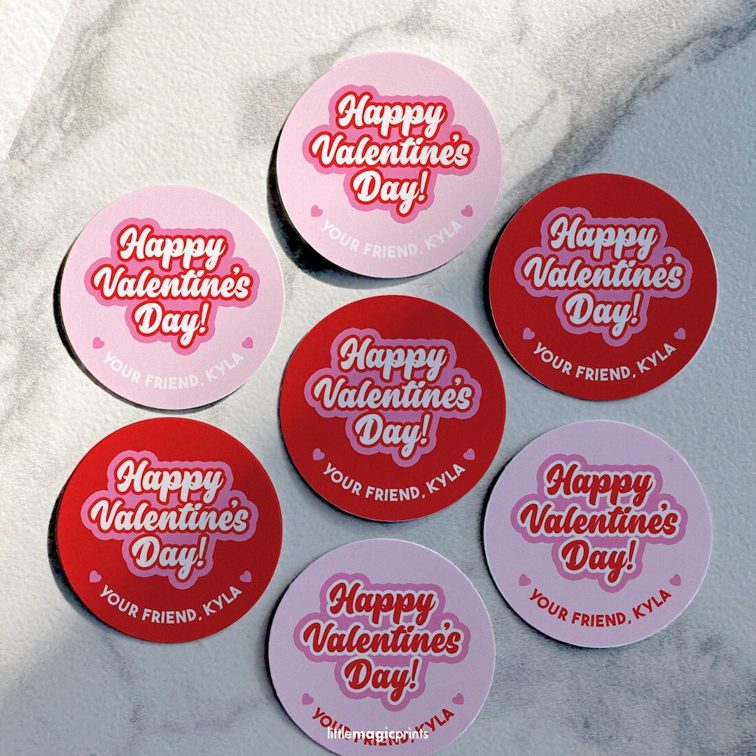 Valentine's Day Labels, Personalized Valentine's Day Sticker Labels ...