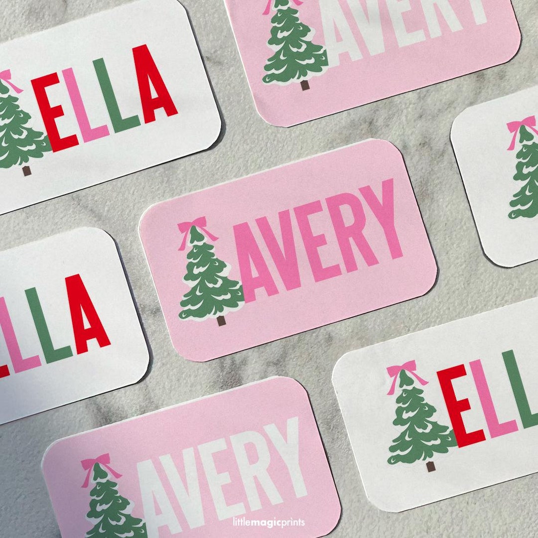Custom Christmas Name Stickers, Personalized Christmas Gift Tag Labels ...