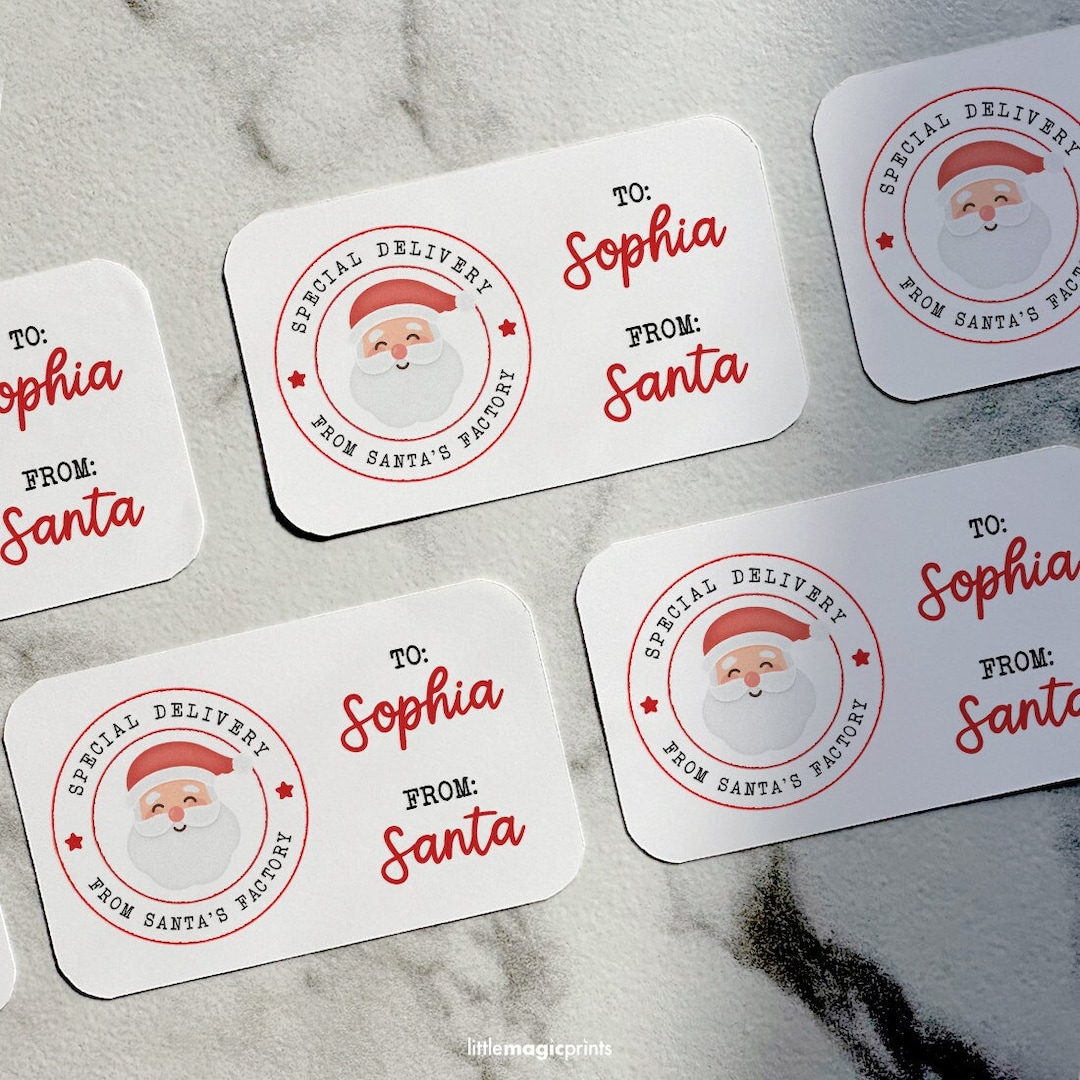 Custom Christmas Gift Tag Labels, From Santa Gift Stickers, Christmas ...