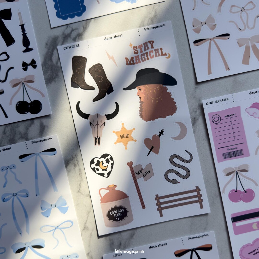 Cowgirl Sticker Sheet, Journaling Stickers, Planner Stickers, Western ...