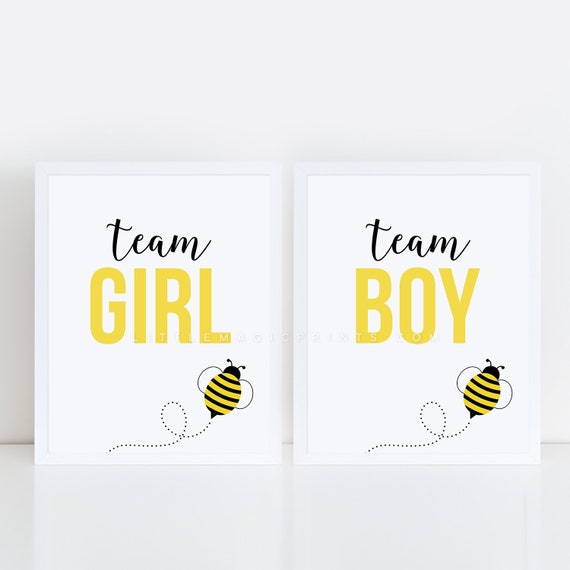 Bee Gender Reveal Team Girl Team Boy Printable Signs Digital | Etsy