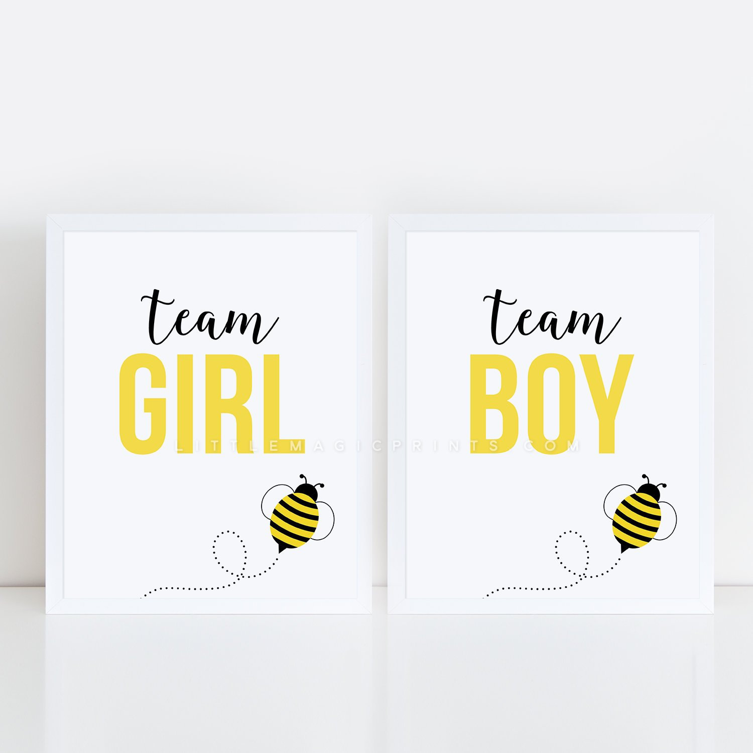 Bee Gender Reveal Team Girl Team Boy Printable Signs, Digital Files ...
