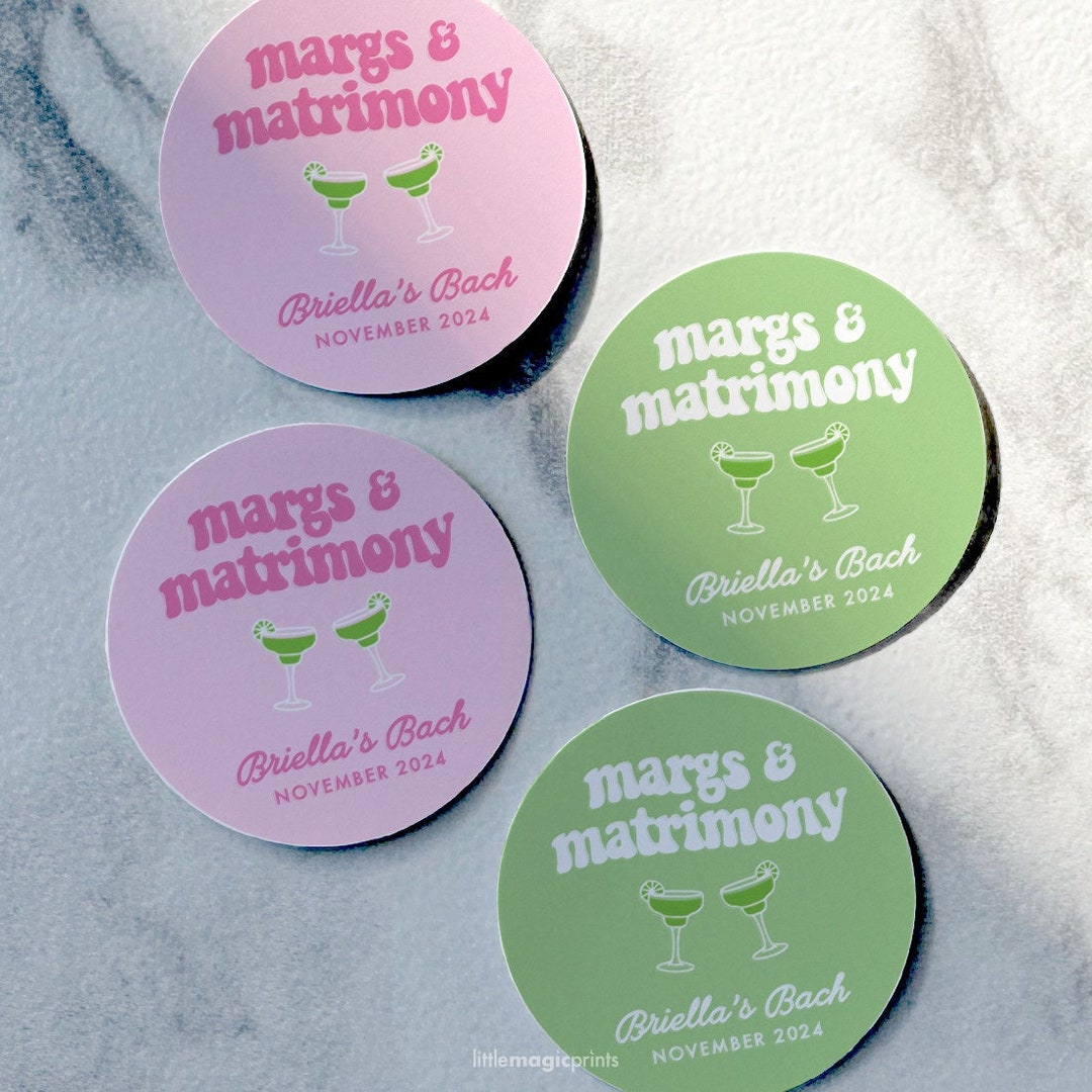 Margs & Matrimony Stickers, Bachelorette Stickers, Bachelorette Labels ...