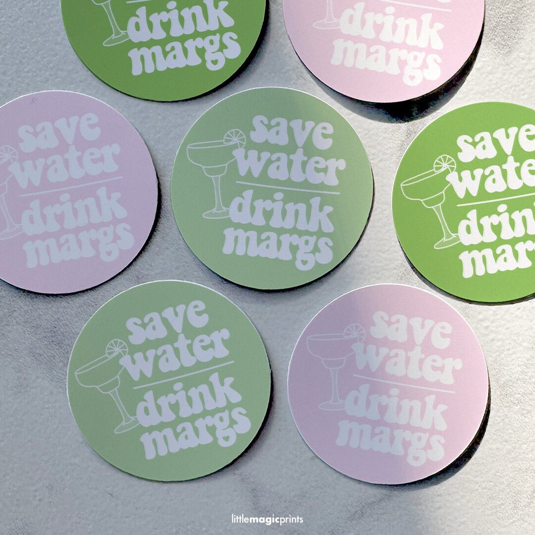 Margs & Matrimony Stickers, Save Water Drink Margaritas Labels ...