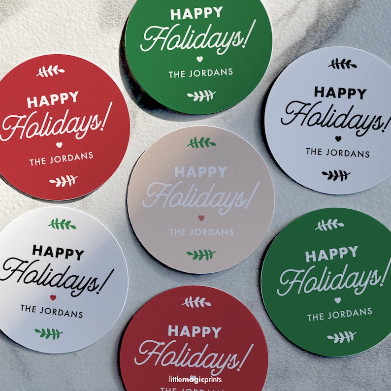 Custom Holiday Sticker Labels, Custom Happy Holidays Gift Labels ...