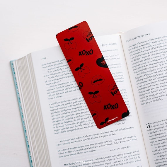 Red Bookmark Cherry Red Black Luxury Bookmark Cute Planner | Etsy
