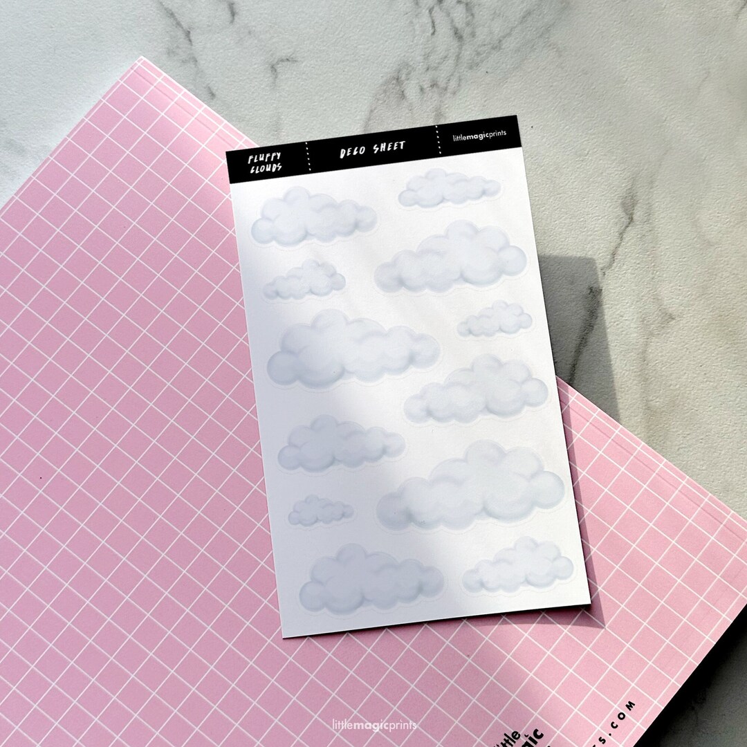 Cloud Planner Stickers, Grey Cloud Stickers, Ethereal Stickers, Gray ...