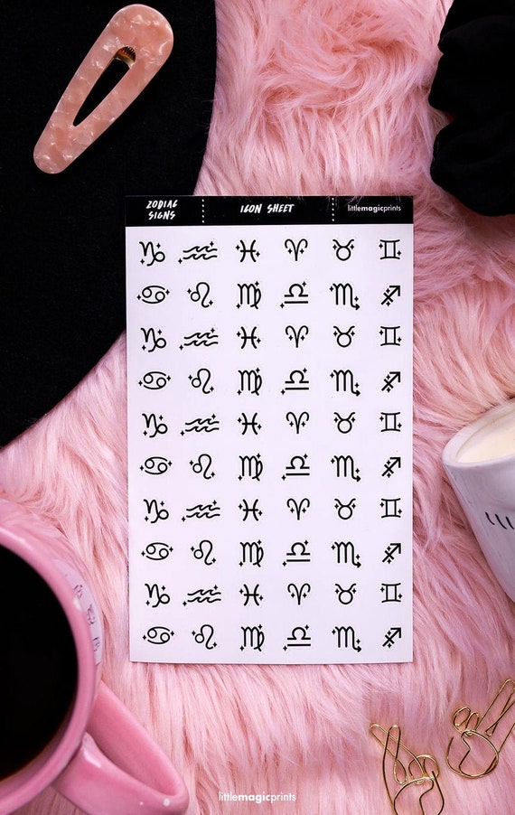 Zodiac Sign Stickers Astrology Stickers Sheet Zodiac Gifts | Etsy