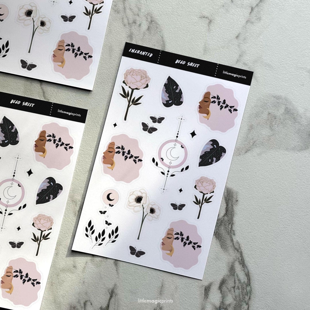 Floral Stickers, Moon Stickers, Goddess Stickers, Girly Aesthetic ...