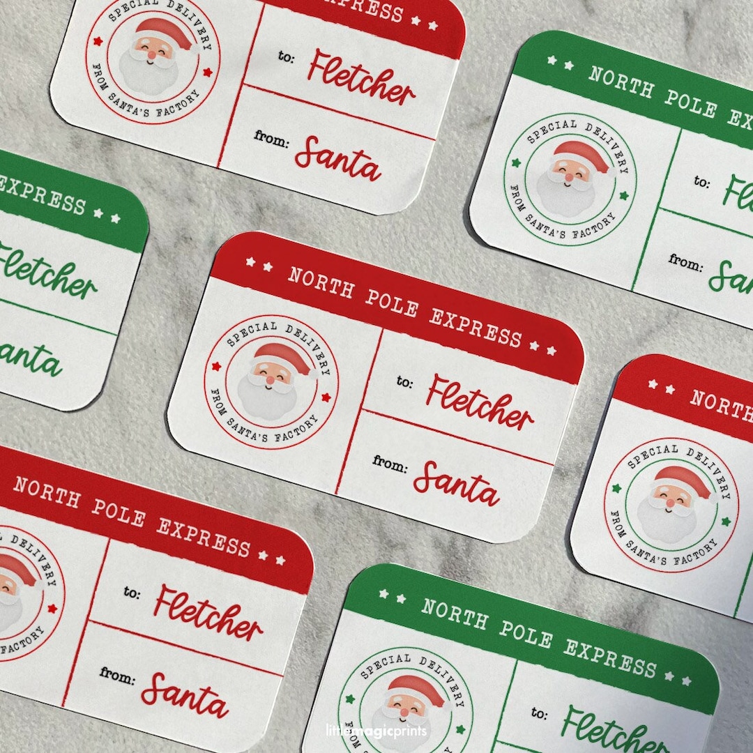 Custom Christmas Gift Tag Labels, From Santa Gift Stickers, Christmas ...
