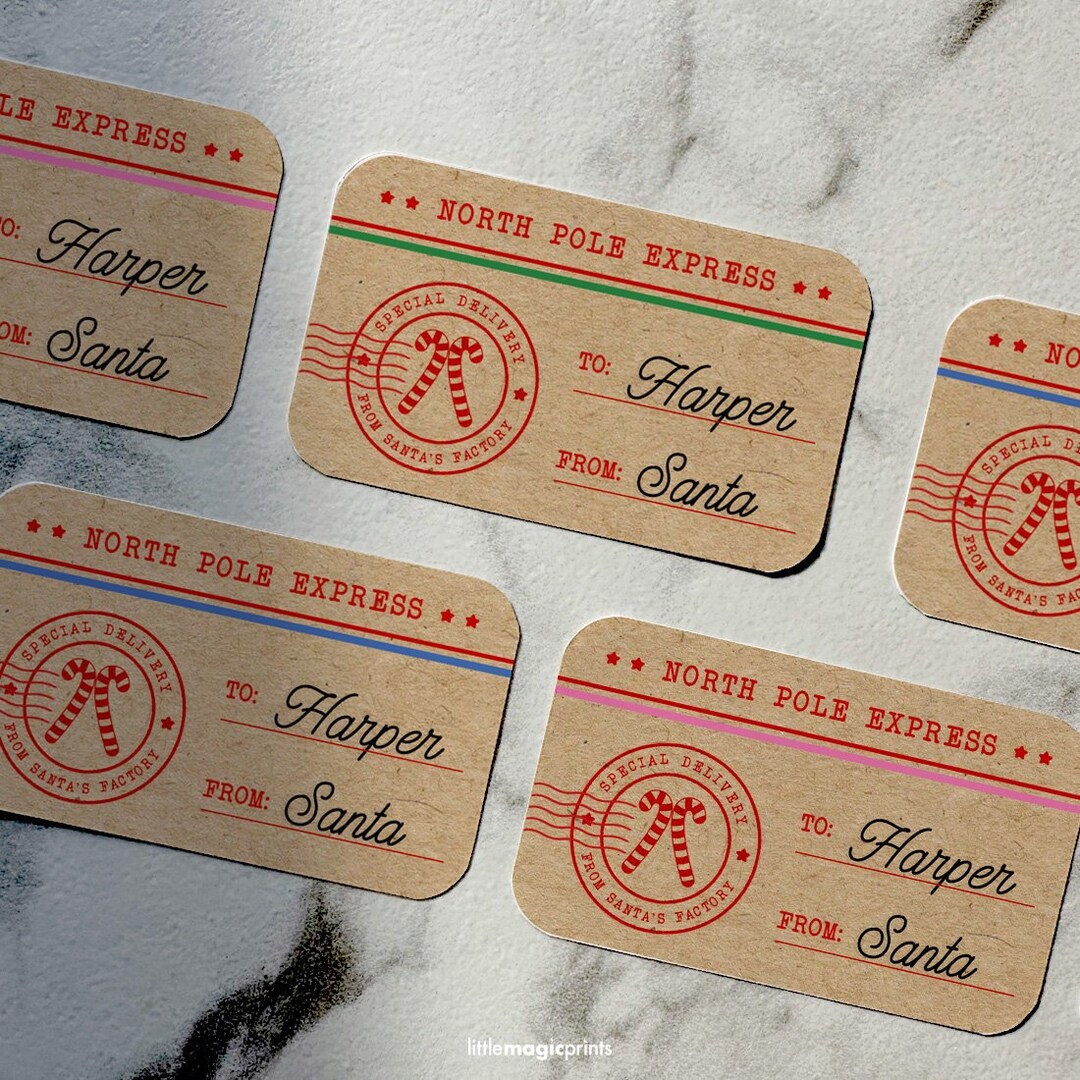 Custom Christmas Gift Tag Labels, Kraft Santa Gift Stickers, Christmas ...