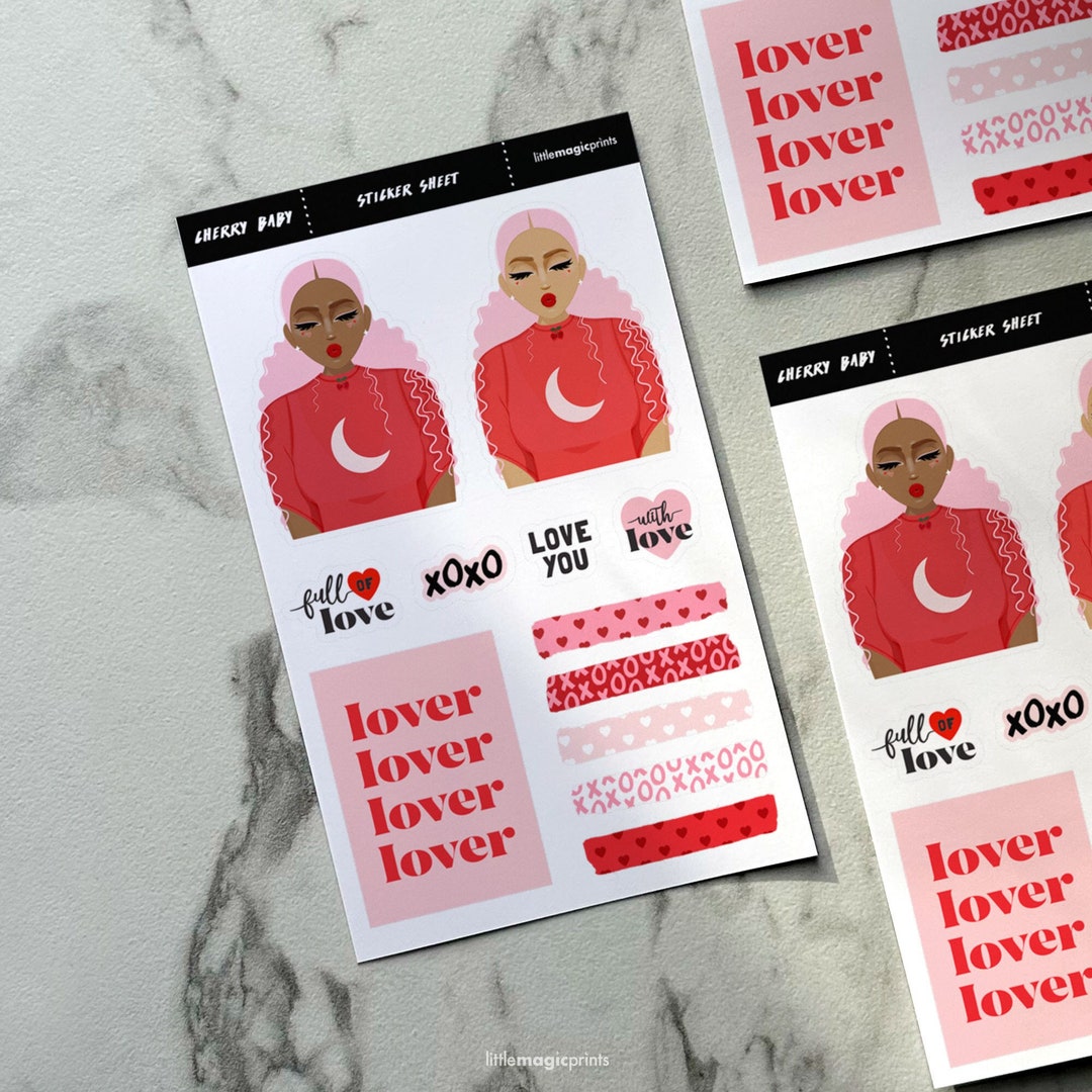 Red Pink Deco Stickers, Aesthetic Stickers, Decorative Stickers, Deco ...