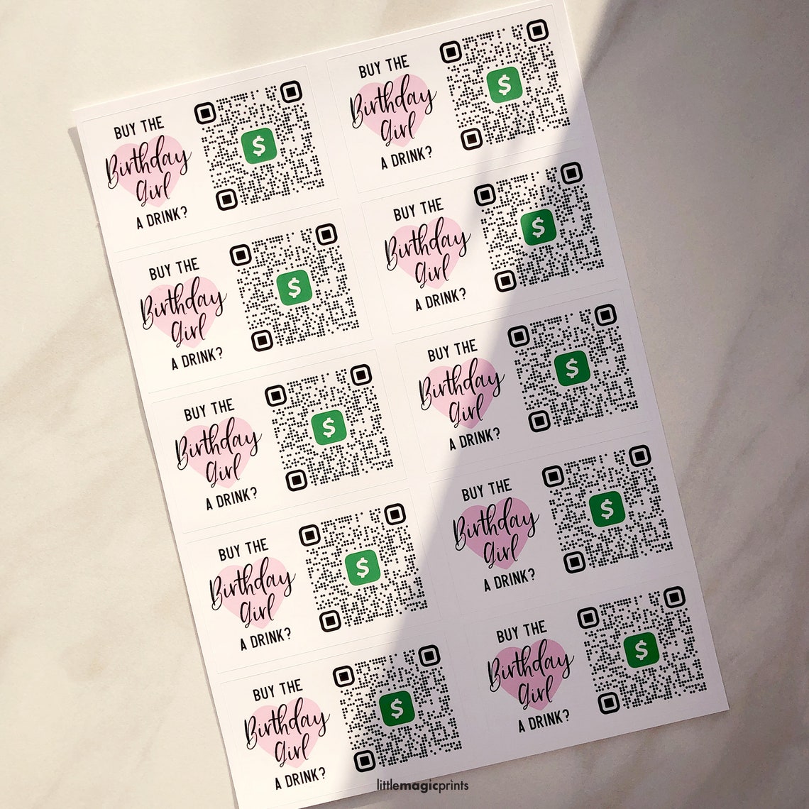 Birthday QR Code Stickers Buy the Birthday Girl a Drink Venmo - Etsy