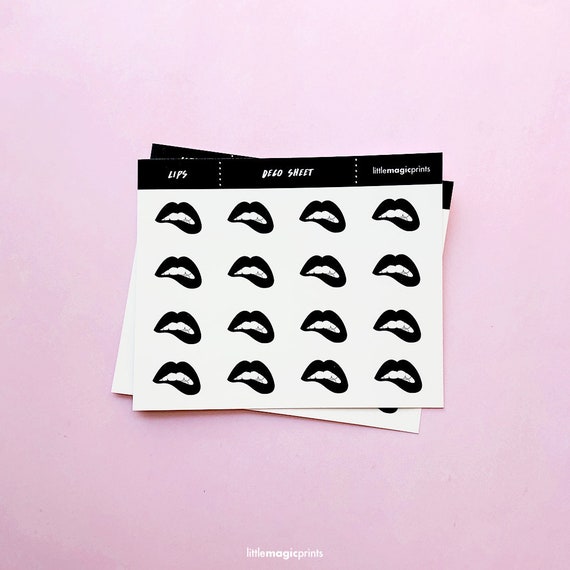Black Lips Stickers Lips Stickers Mini Black Icon Stickers - Etsy