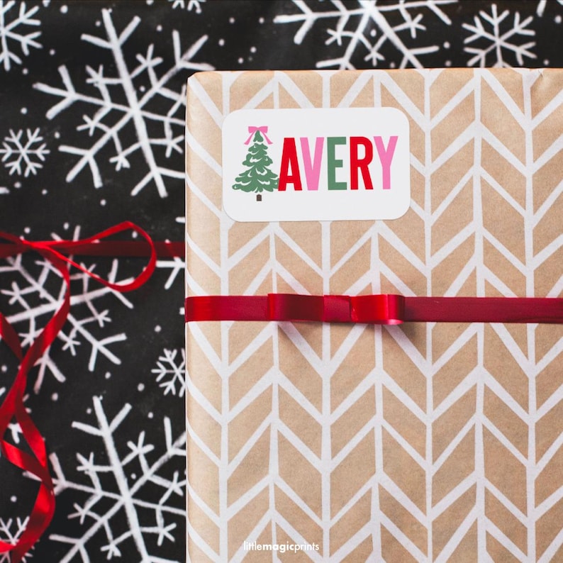 Custom Christmas Name Stickers, Personalized Christmas Gift Tag Labels ...