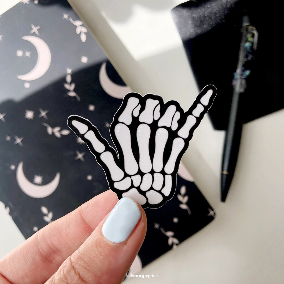 Skeleton Hand Sticker, Spooky Vinyl Stickers, Halloween Skeleton ...