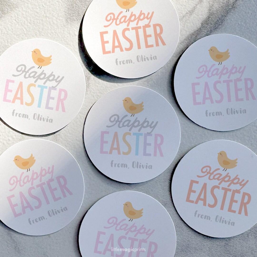Easter Sticker Labels, Personalized Easter Gift Basket Tag Labels ...