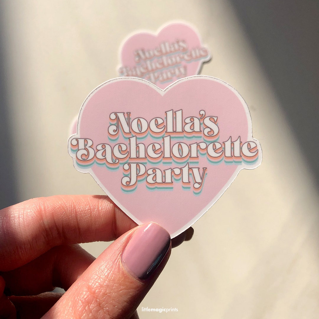 Custom Heart Bachelorette Stickers, Personalized Bachelorette Party ...