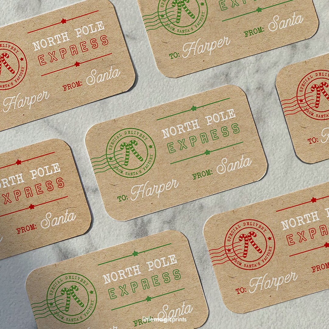 Custom Christmas Gift Tag Labels, Kraft Christmas Stickers, Christmas ...