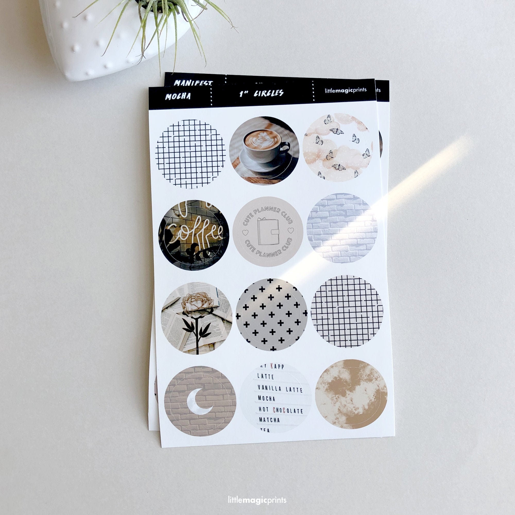 Aesthetic Circle Stickers Coffee Planner Stickers Neutral - Etsy