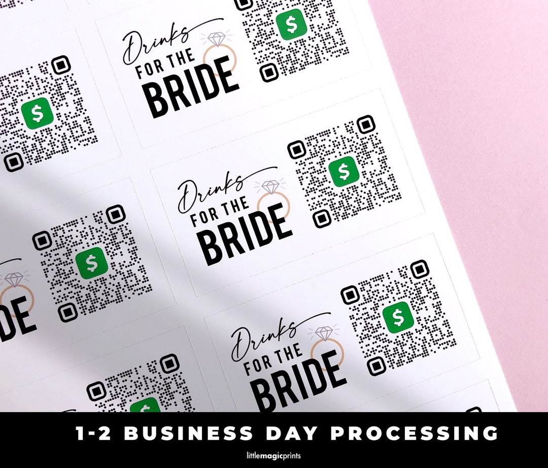 Bachelorette QR Code Stickers Drinks for the Bride Venmo Qr - Etsy