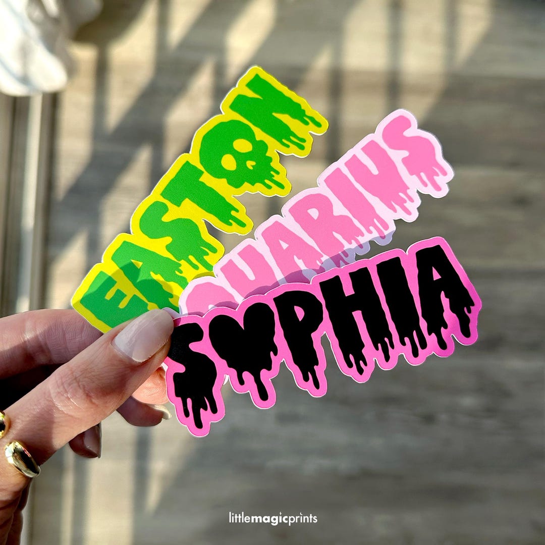 Custom Halloween Name Stickers: Spooky Drippy Font, Personalized Labels ...