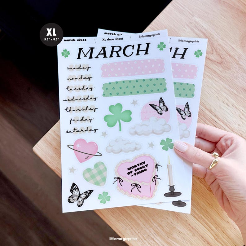 March Sticker Sheet, Lucky Sticker Sheet, Planner Kit Stickers, St ...
