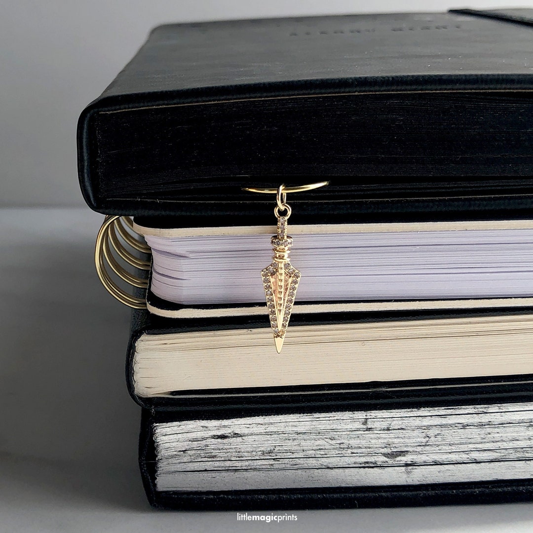 Gold Dagger Planner Clip, 14k Gold Plated Planner Dangle Clip, Pavé ...