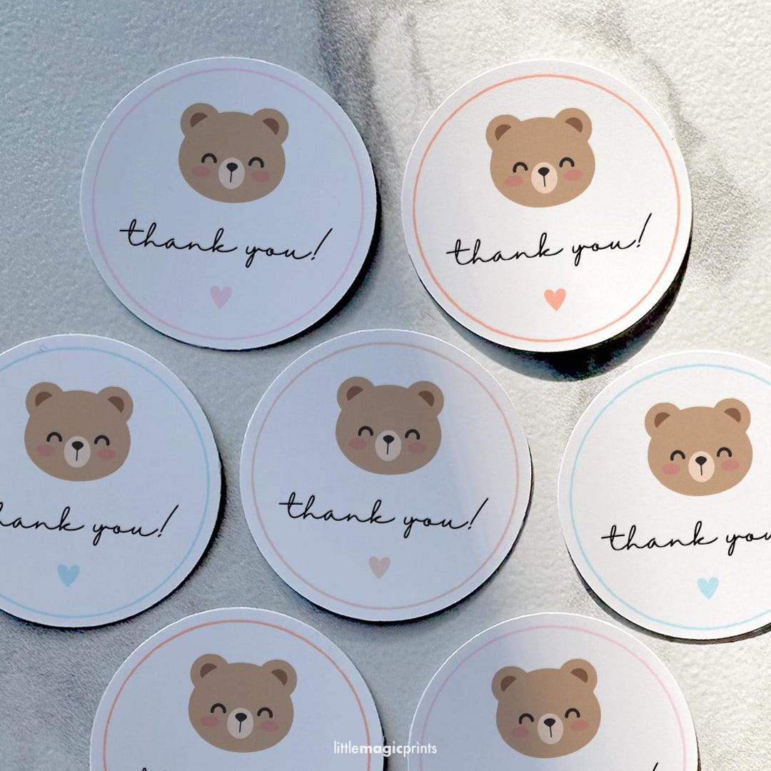 Thank You Beary Much Sticker Labels, Teddy Bear Favor Labels, Teddy ...