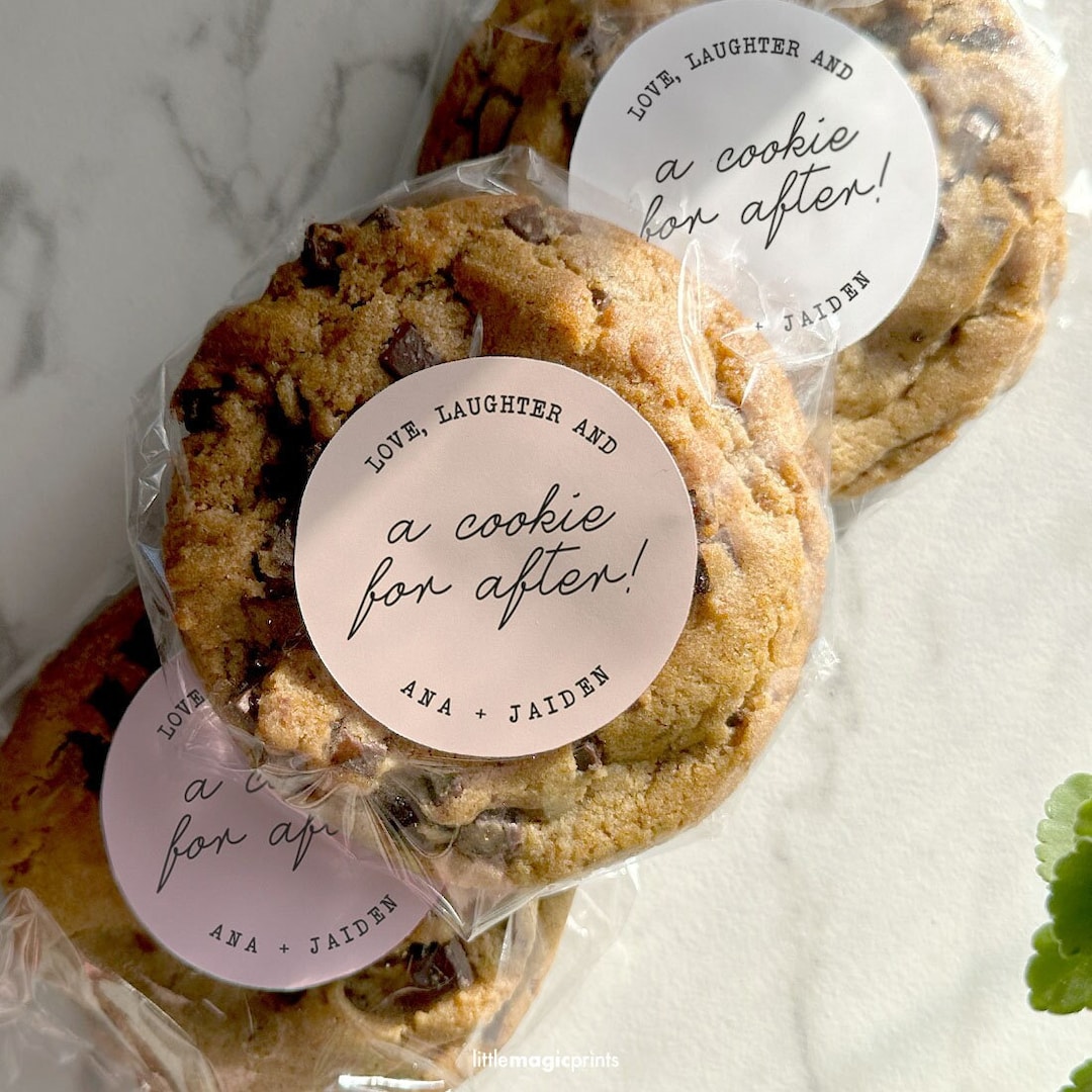 Wedding Favor Labels, Love Laughter and a Cookie for After, Wedding ...