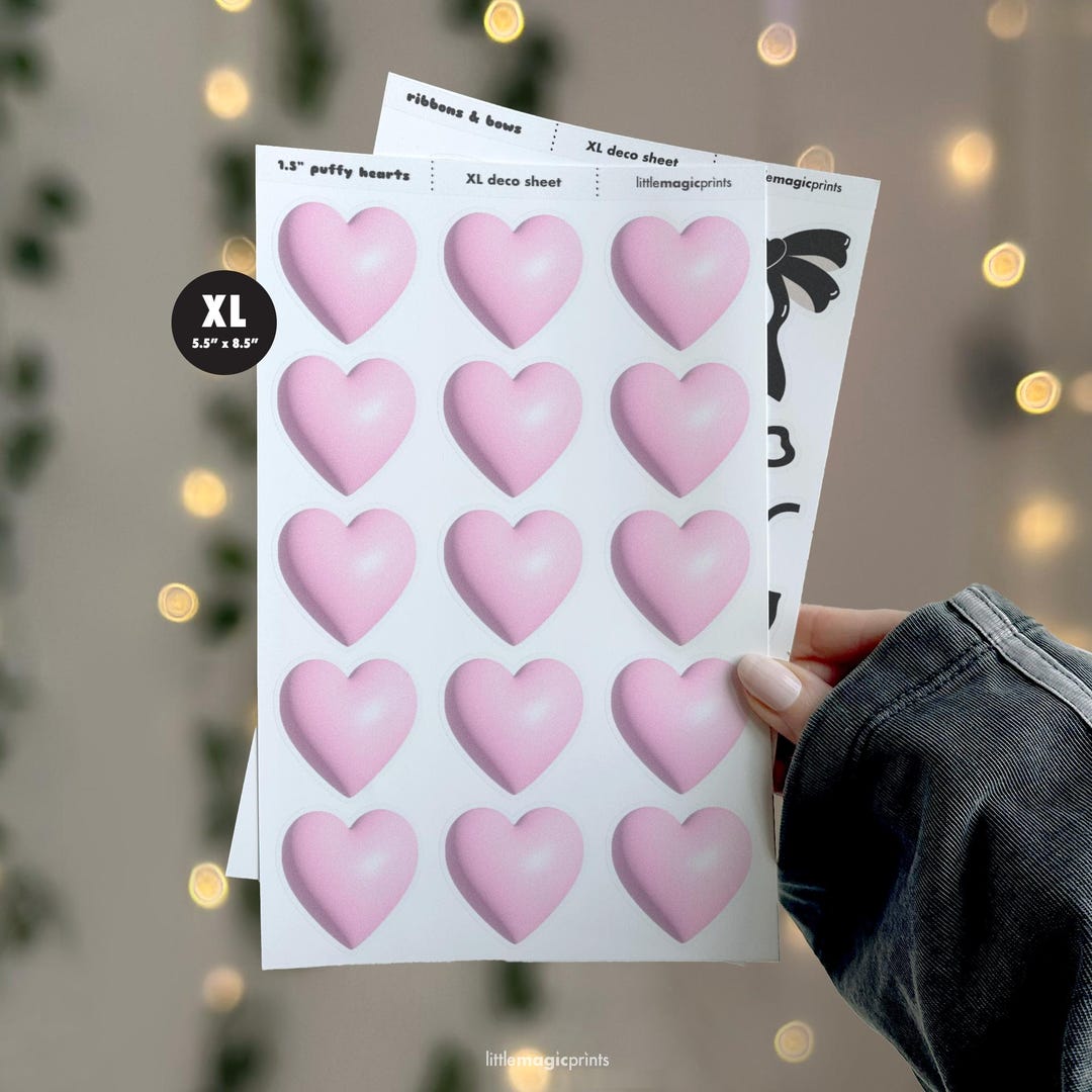 Pink Heart Stickers, Aesthetic Stickers, Girly Stickers, Junk Journal ...