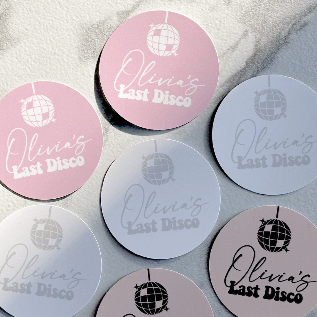 Disco Bachelorette Party Labels, Last Disco Bachelorette Favor Stickers ...