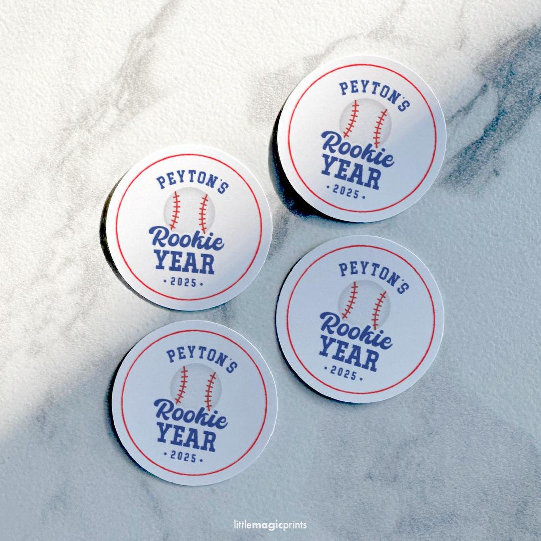 Baseball Birthday Labels, Rookie of the Year Birthday Stickers, Kids ...
