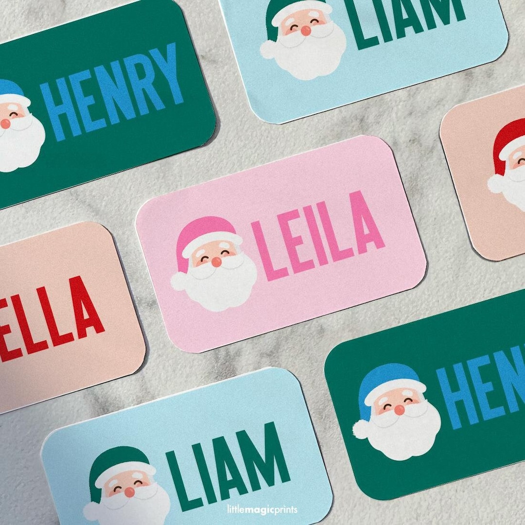 Custom Christmas Name Stickers, Personalized Christmas Gift Tag Labels ...