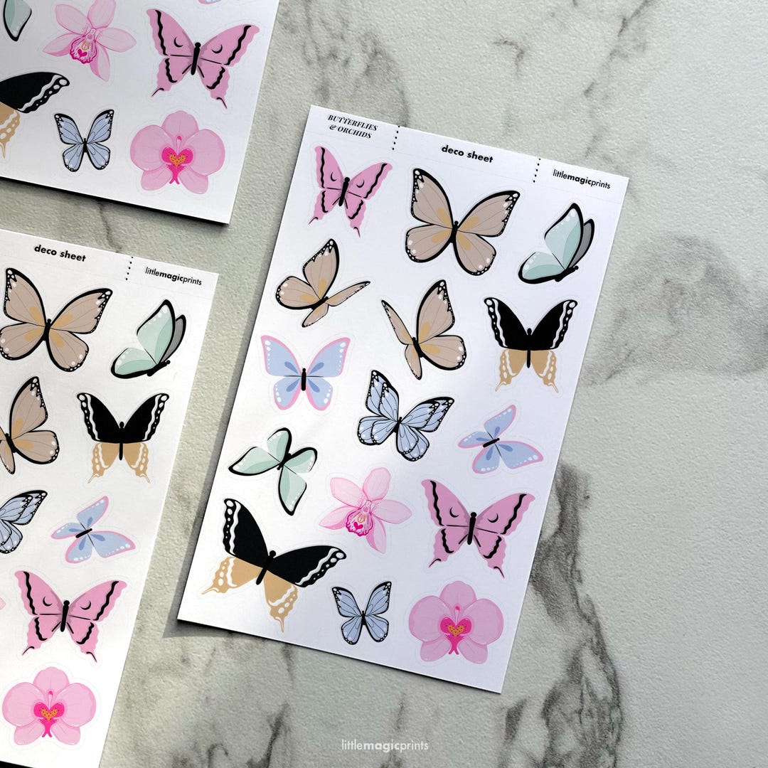Butterfly Stickers, Butterflies Sticker Sheet, Journal Stickers ...