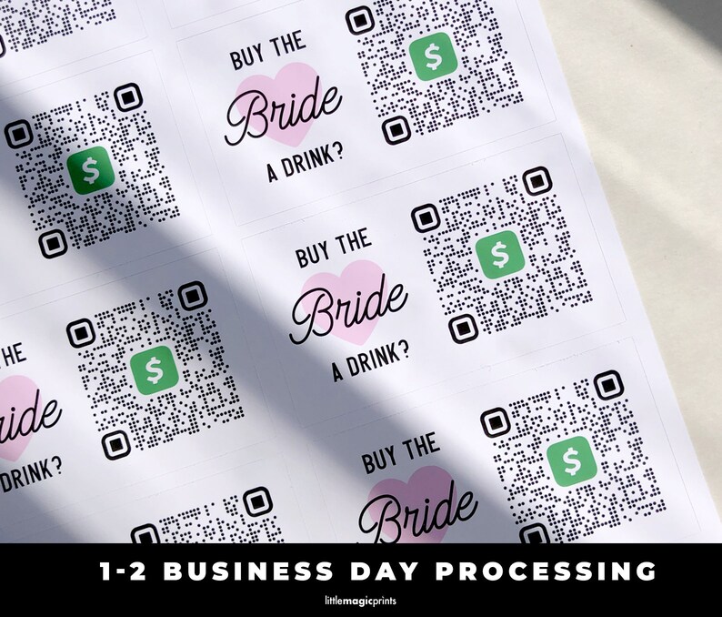 Bachelorette QR Code Stickers Buy the Bride a Drink Venmo Qr | Etsy