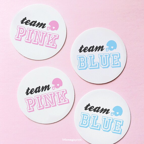 Team Pink Team Blue Gender Reveal Stickers Football Gender | Etsy