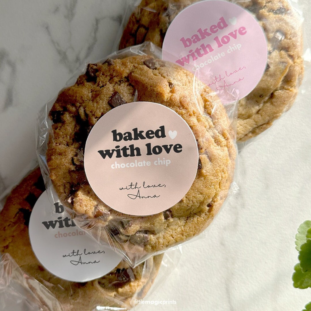 Custom Baked With Love Sticker Labels: Personalized Cookie & Treat ...