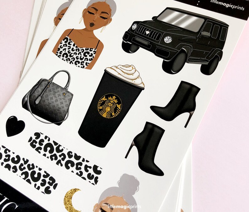 Chic AF Sticker Sheet Black Planner Stickers Black Trendy - Etsy