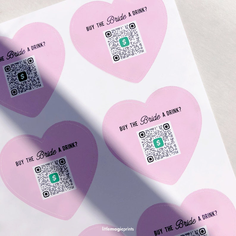 Bachelorette QR Code Stickers Buy the Bride a Drink Venmo Qr - Etsy