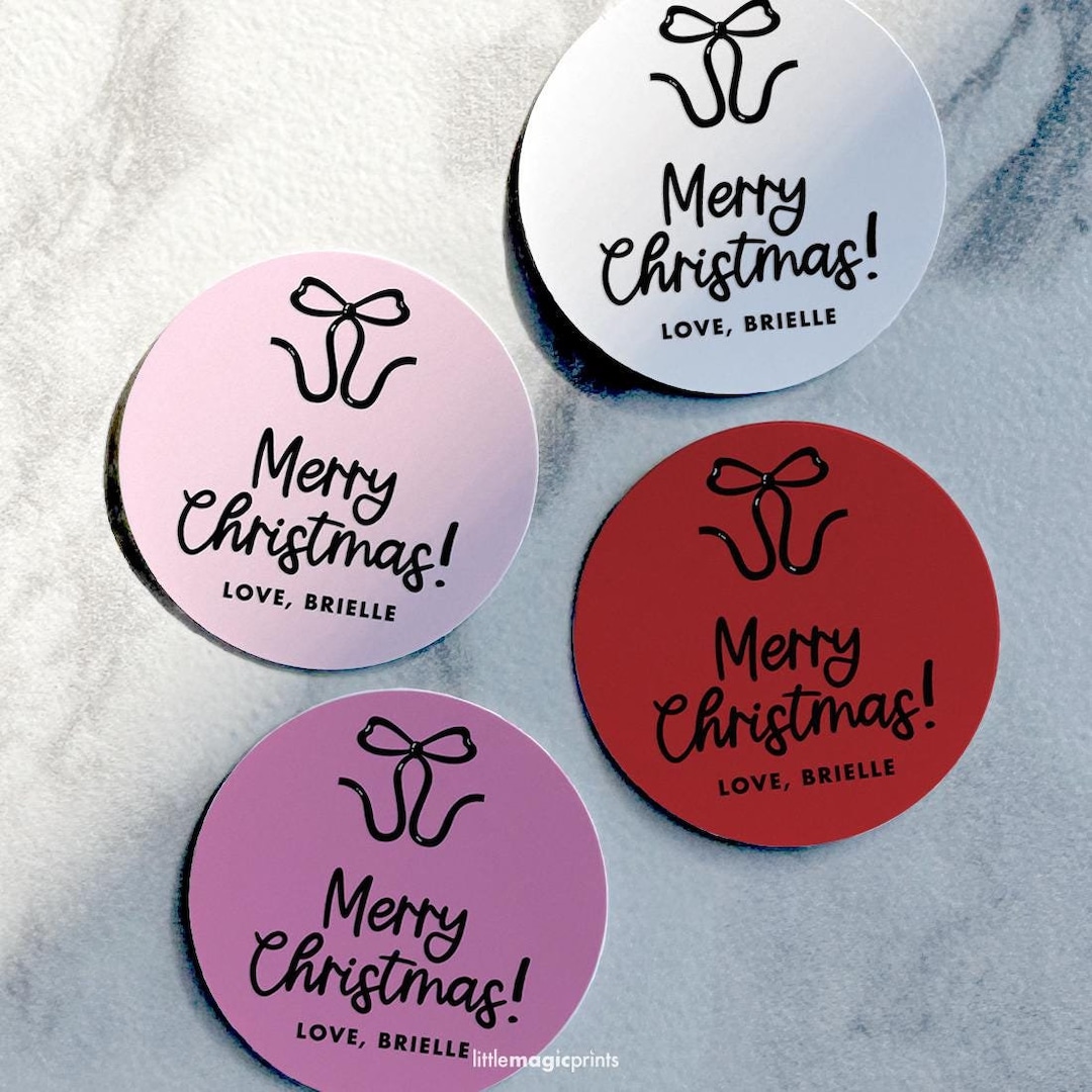 Custom Christmas Gift Tag Labels, Merry Christmas Labels, Personalized ...