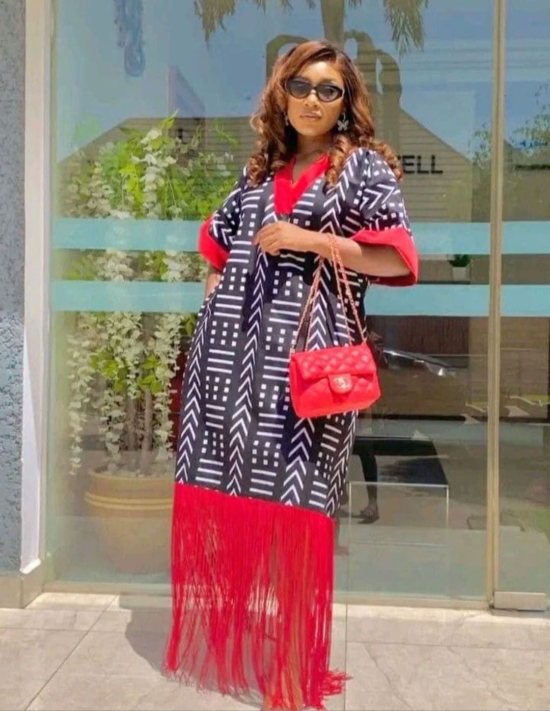 African Ankara Bubu Dress With Long Fringes, African Boho Chic Ethnic ...